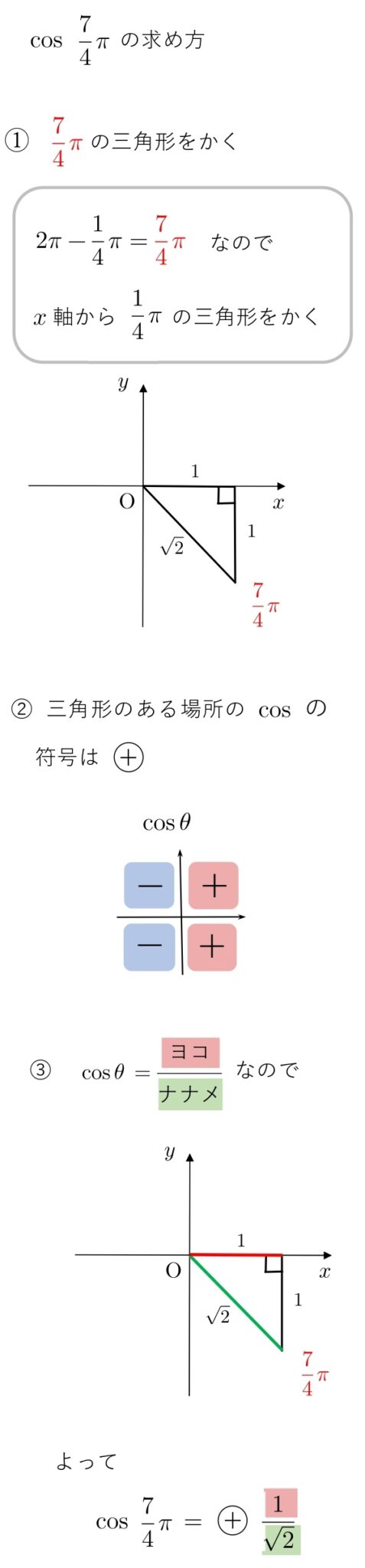 【高校数学Ⅱ】sin7 4πは?sin Cos Tan の表と覚え方(計算方法・公式一覧) 学校よりわかりやすい高校数学
